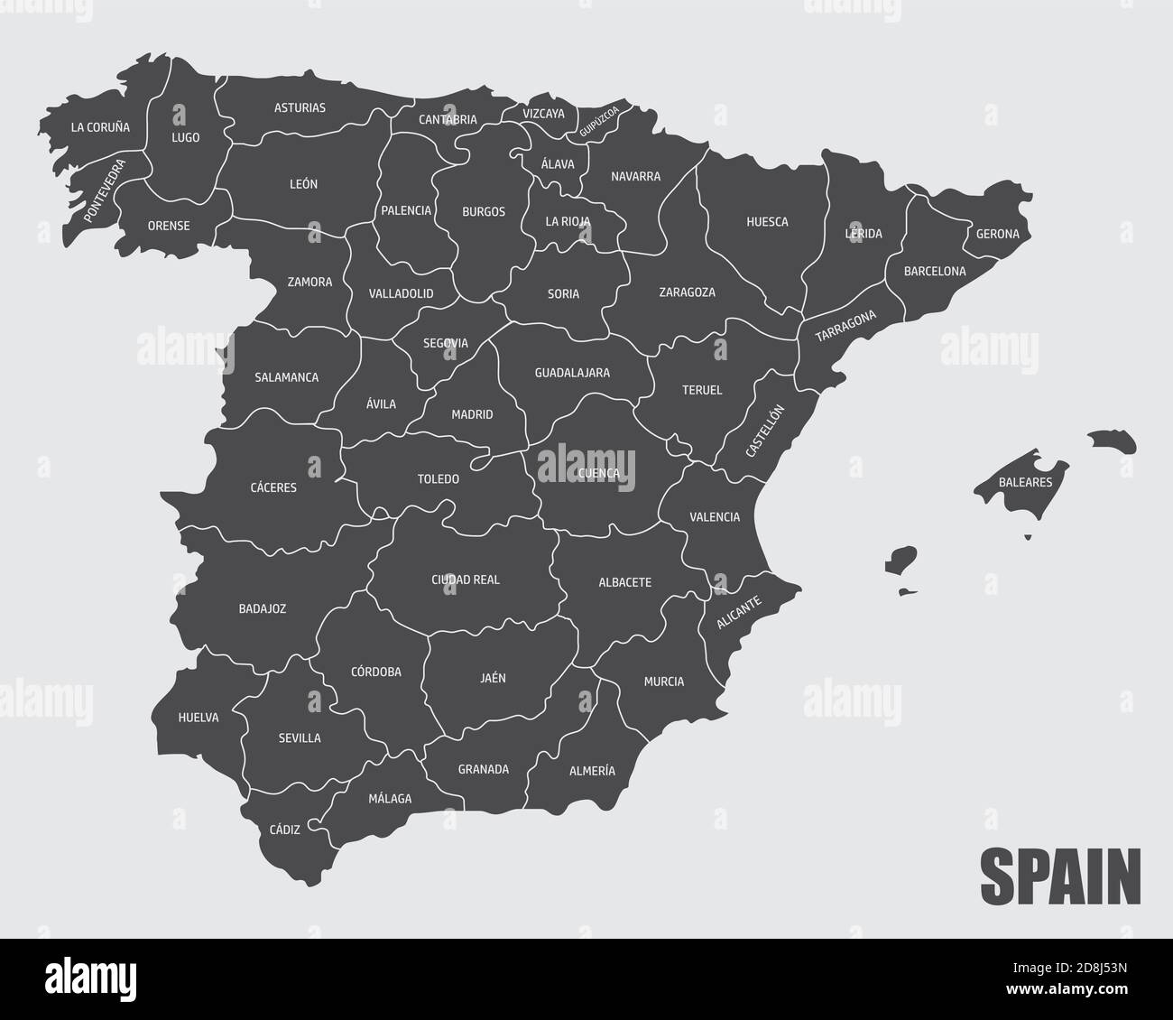 Map of spanish regions hi-res stock photography and images - Alamy