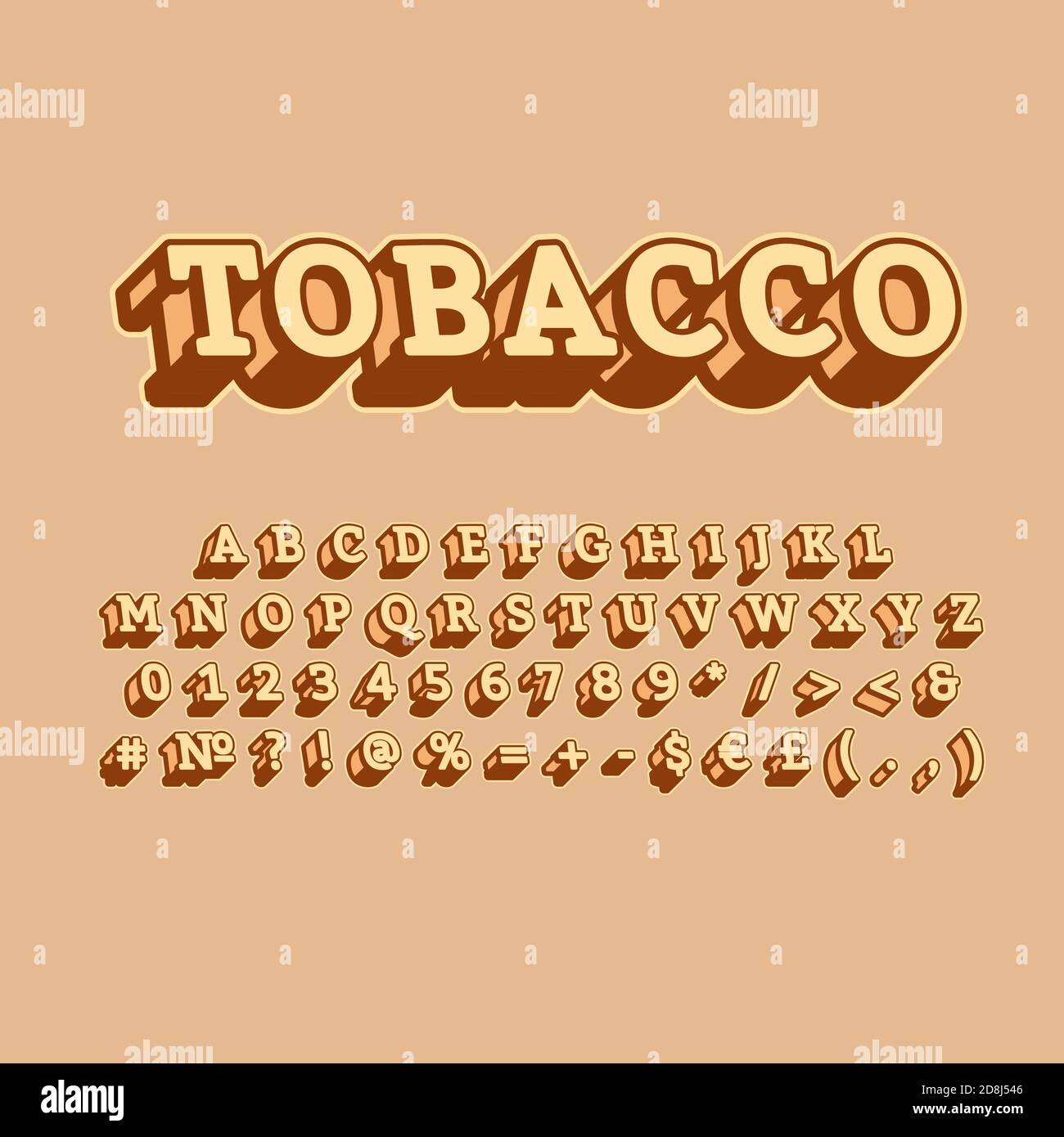 Tobacco vintage 3d vector alphabet set Stock Vector Image & Art - Alamy