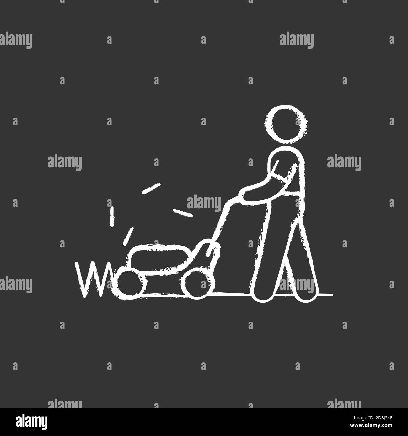 Lawn mower chalk white icon on black background Stock Vector Image ...