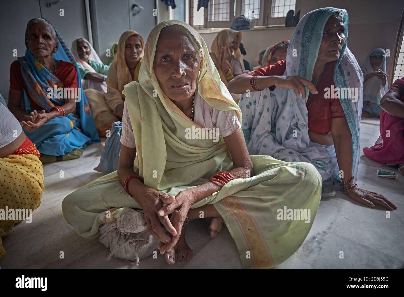Vrindavan, India, August 2009. Portrait of a widow in an ashram Stock ...