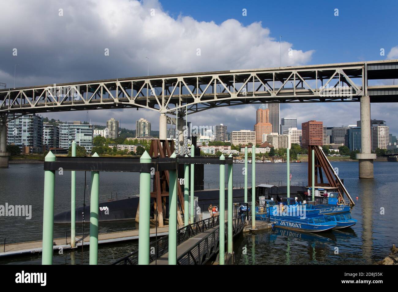 Marquam Bridge over the Willamette River and the U.S. Submarine ...