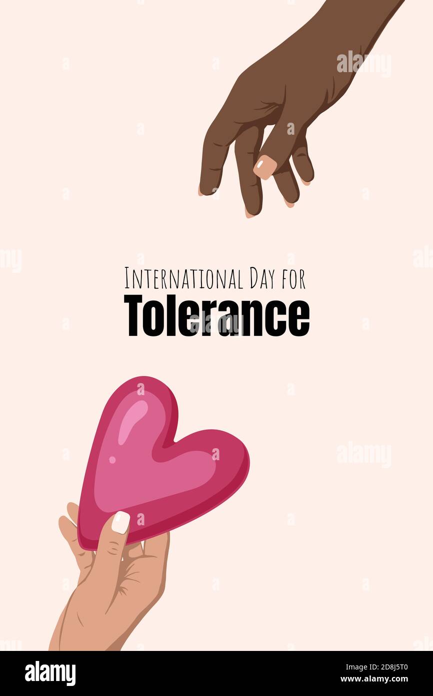 International day for tolerance card with hands holding heart Stock ...