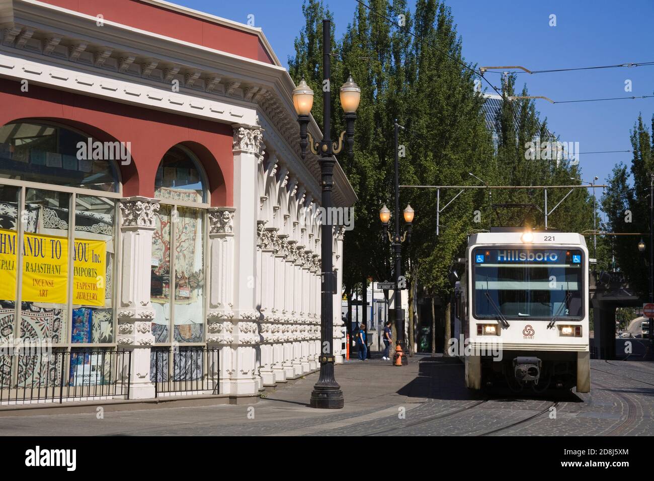 Max light rail in the Market Block of Old Town in Portland, Oregon, USA ...