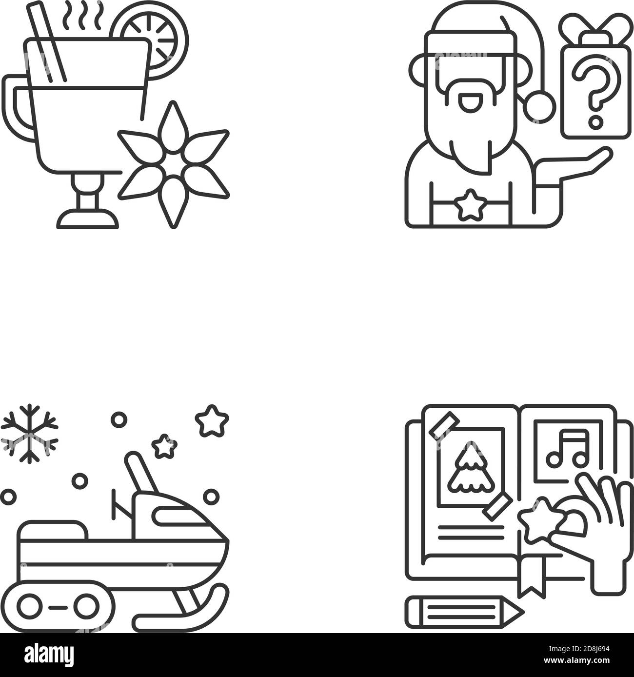 Christmas time recreation linear icons set Stock Vector Image & Art - Alamy
