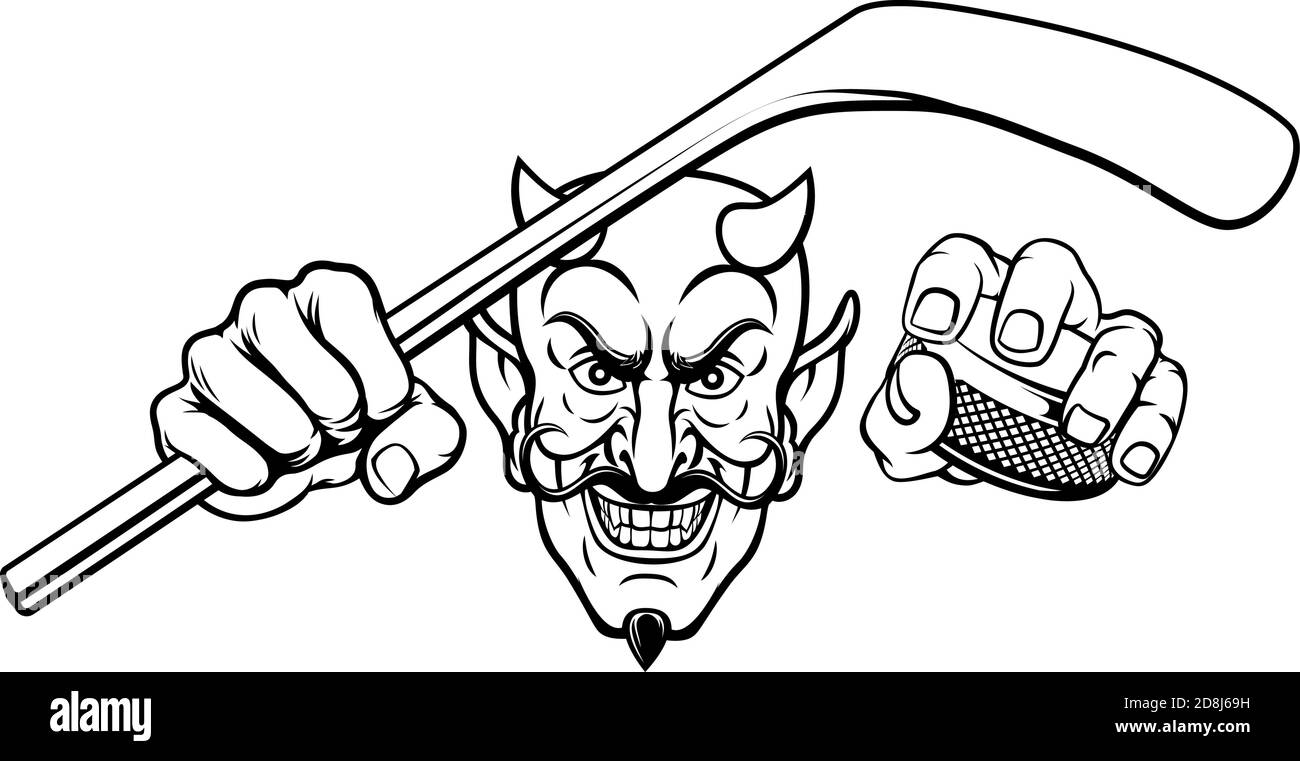 Devil Satan Ice Hockey Sports Mascot Cartoon Stock Vector Image & Art ...