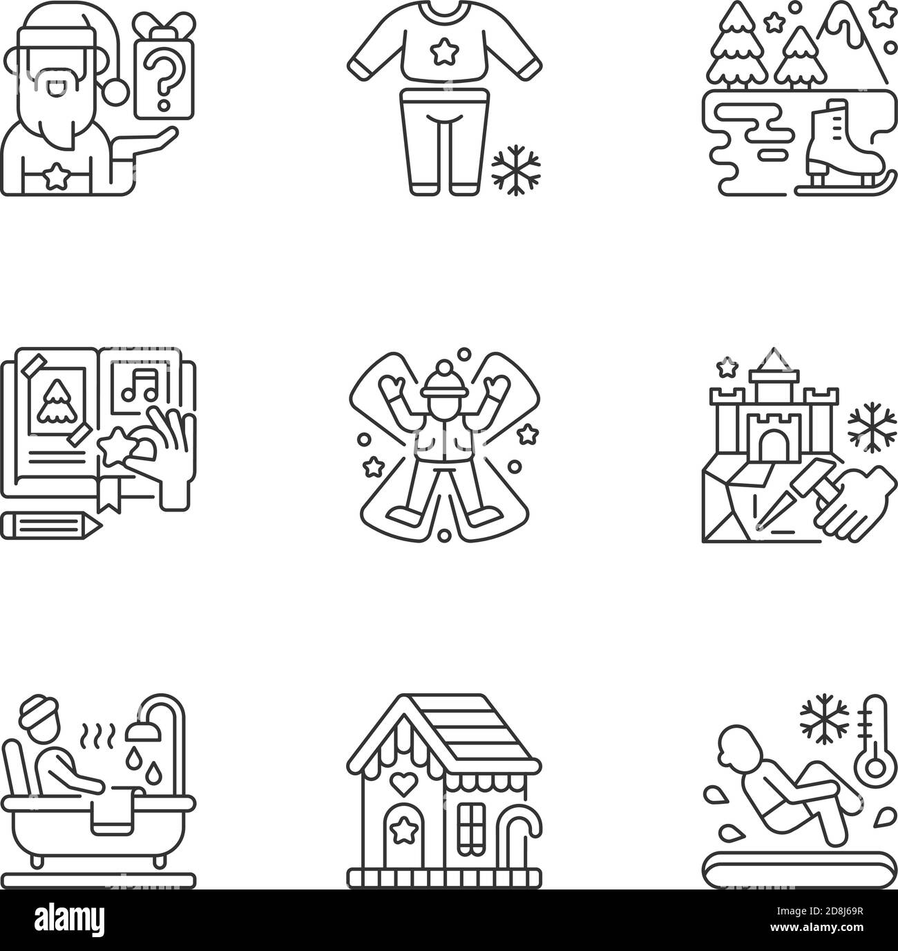 Festive season linear icons set Stock Vector Image & Art - Alamy