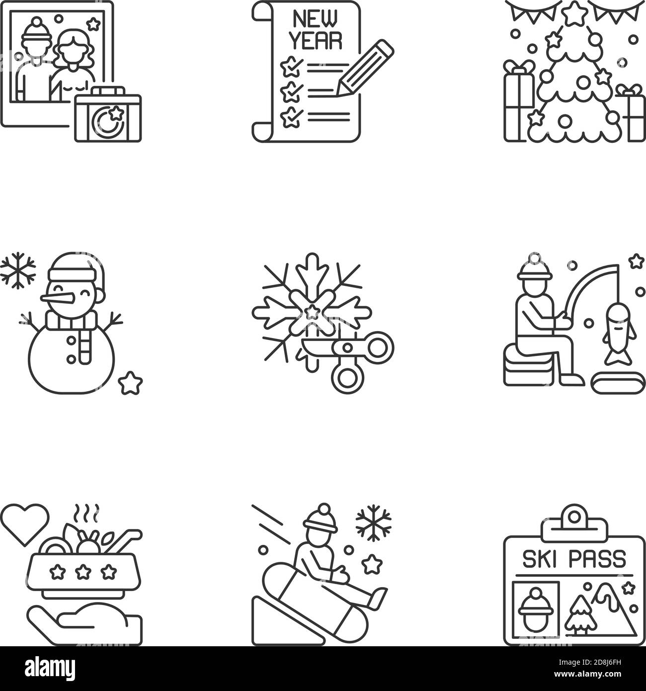 Festive holiday linear icons Stock Vector Images - Alamy