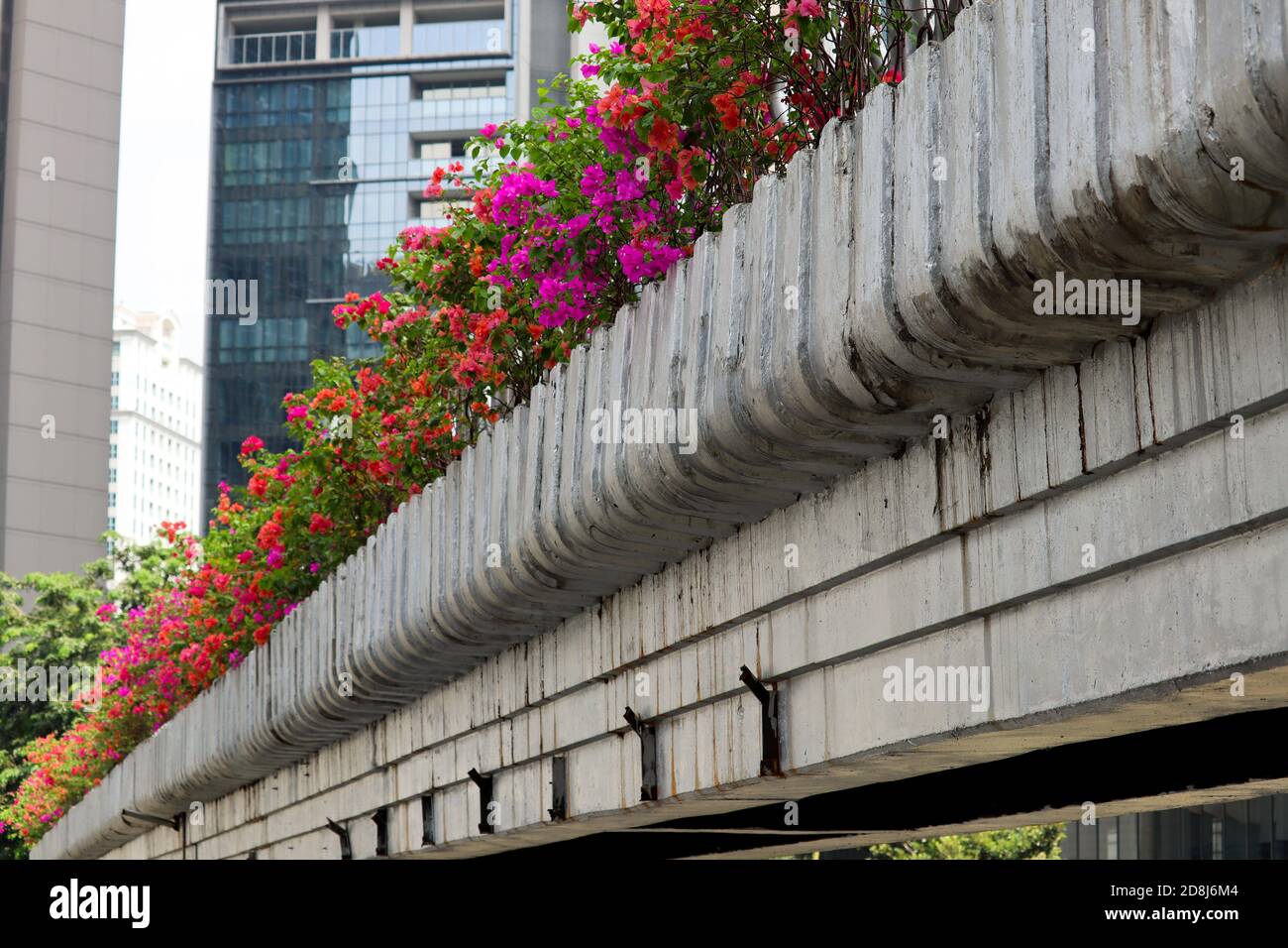 colorful paper flowers on a pedestrian bridge Stock Photo - Alamy
