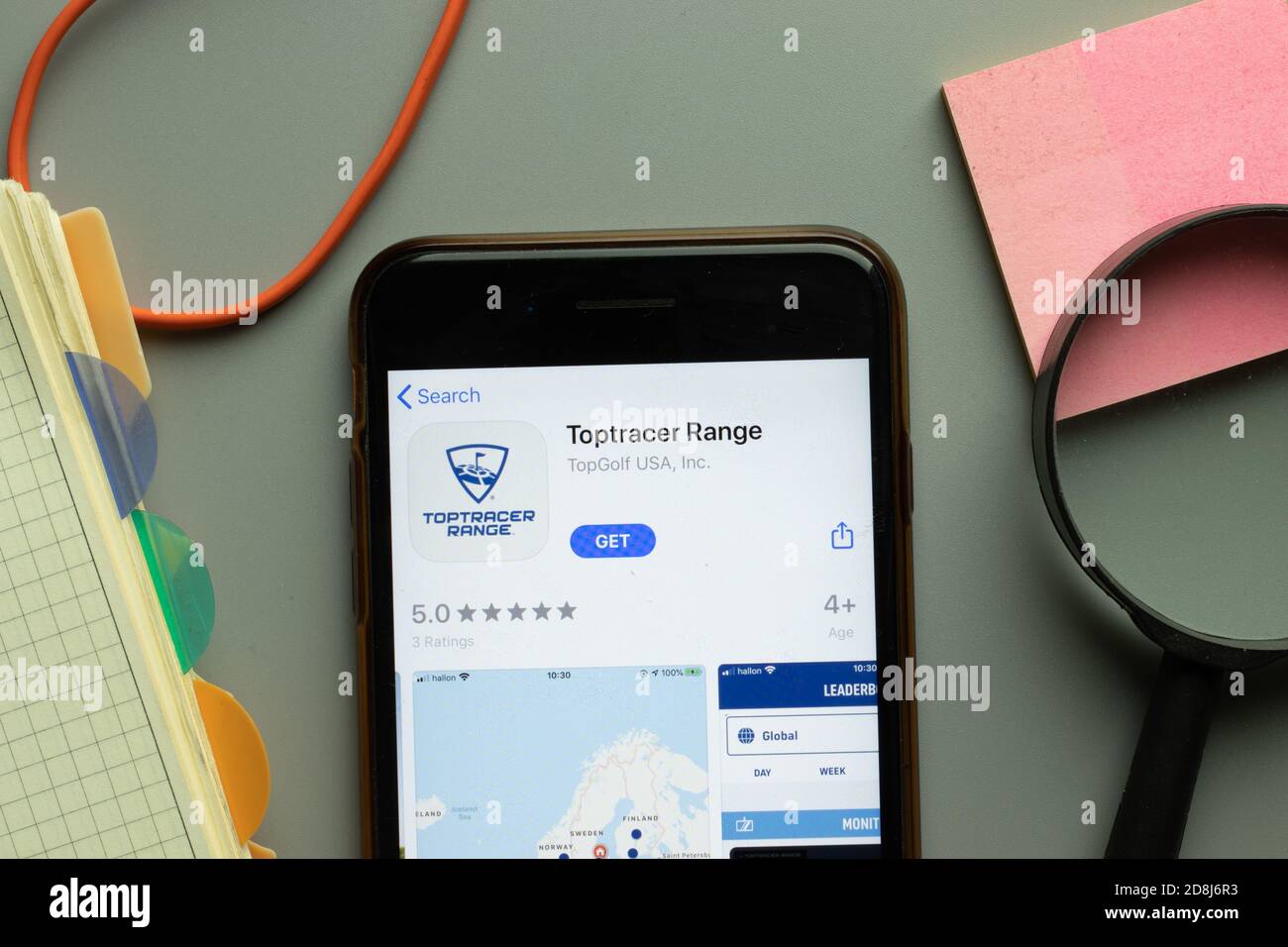 New York, USA - 26 October 2020: Toptracer Range mobile app logo on ...