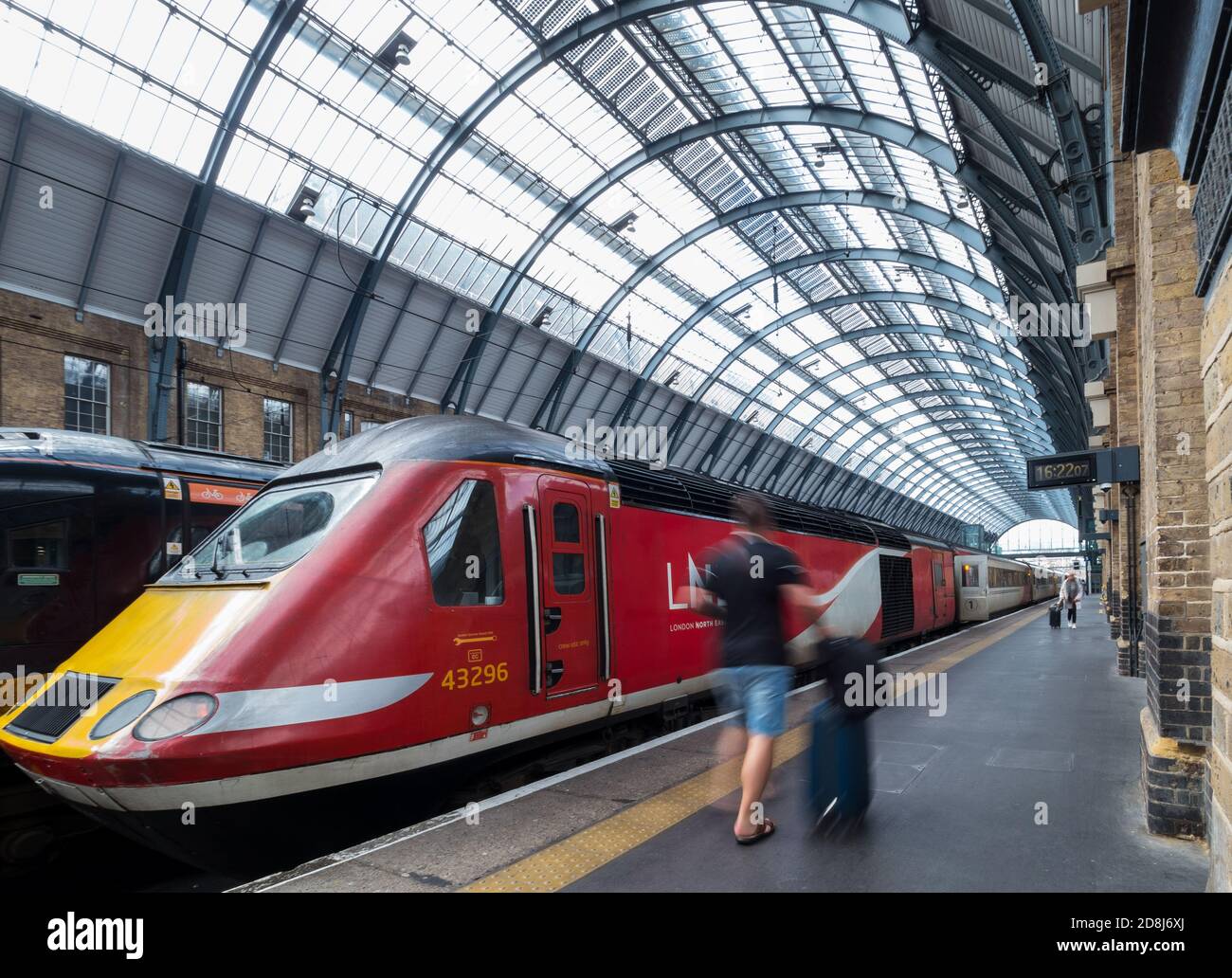 London North Eastern Railway train on the platform at Kings Cross ...