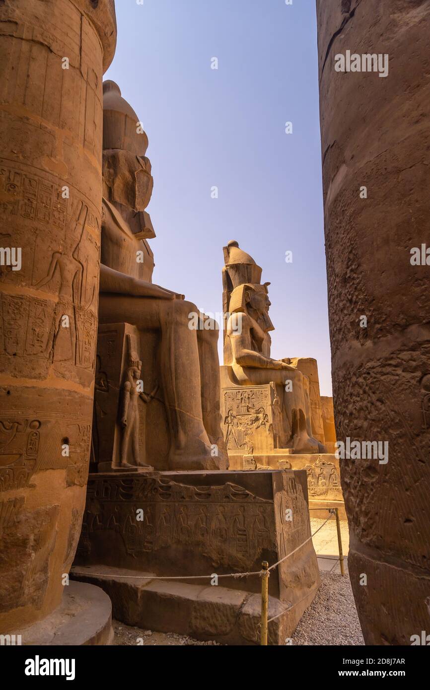 Vertical low angle shot of Luxor Temple in the city of Luxor, Egypt ...
