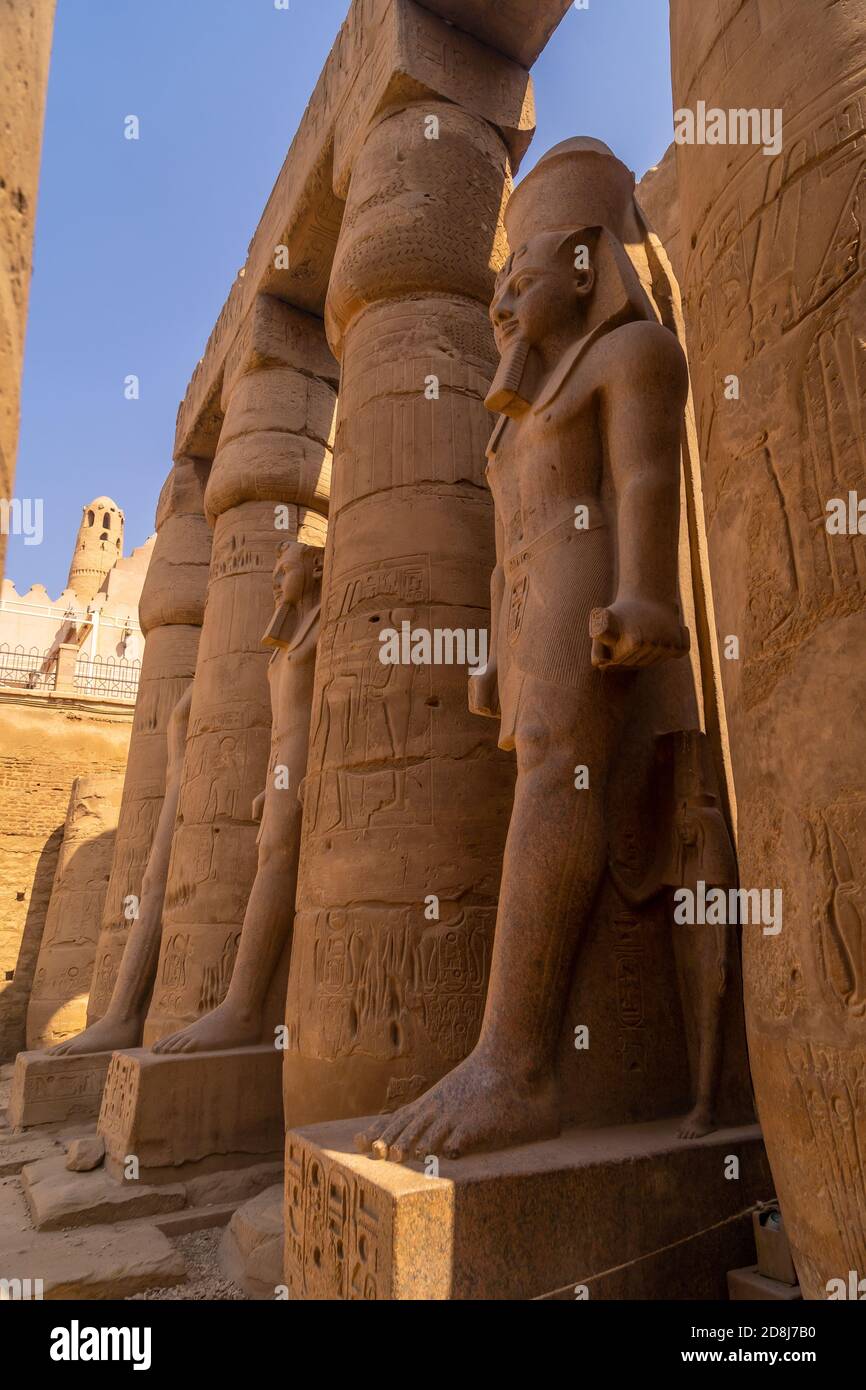 Vertical low angle shot of Luxor Temple in the city of Luxor, Egypt ...