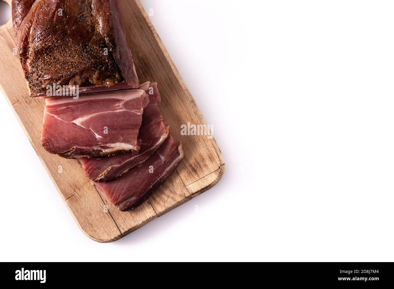 Dried and smoked meat isolated on white background Stock Photo - Alamy