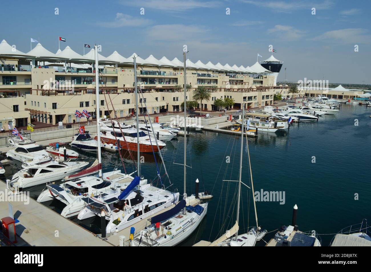 A panoramic aerial view of the Yas Marina marina during a Formula 1 ...