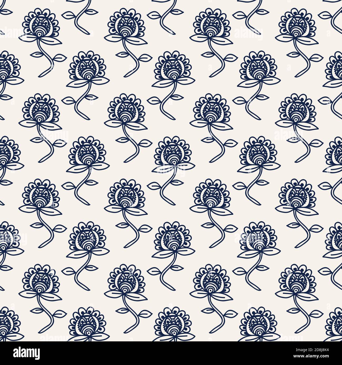 Indigo dye woodblock printed seamless ethnic floral all over pattern ...