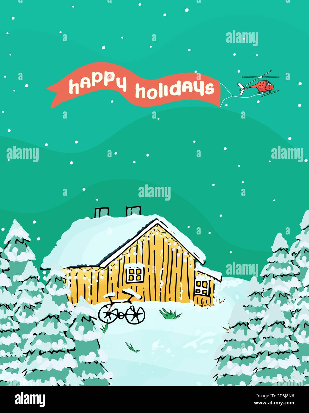 Trees in snow evening Stock Vector Images - Alamy