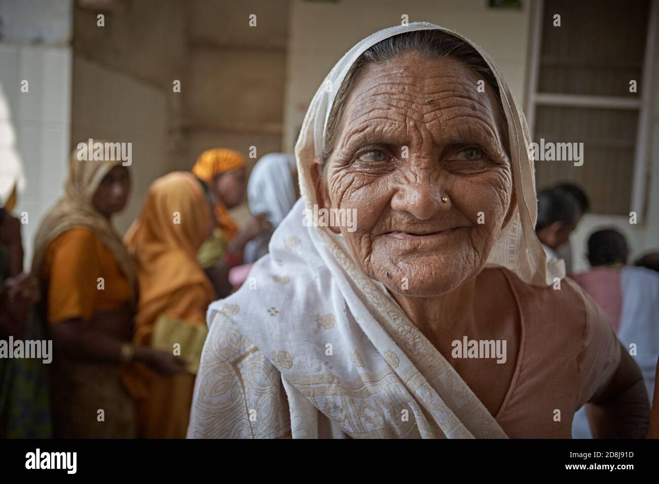 Vrindavan, India, August 2009. Portrait of a widow in an ashram Stock ...