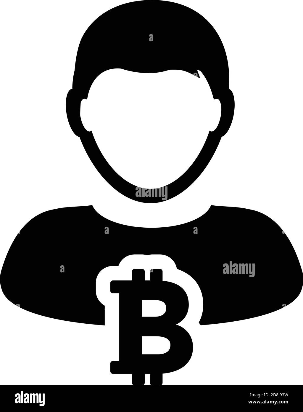 Crypto icon vector bitcoin digital currency symbol with male person ...