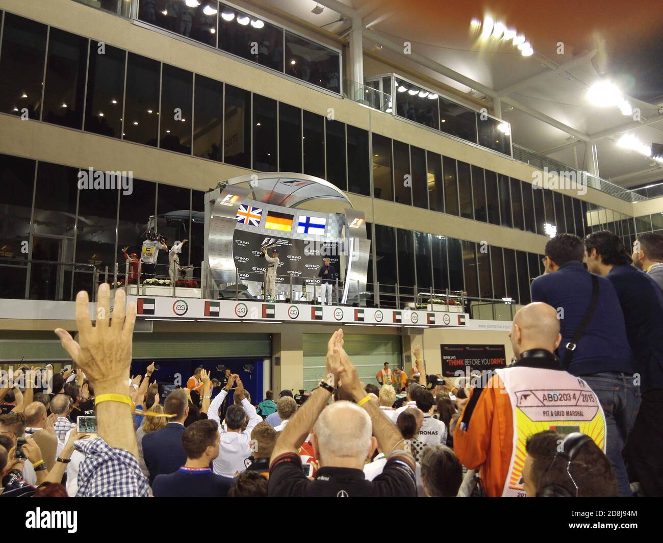 People in front of the Podium applause to the winners of Formula 1 ...