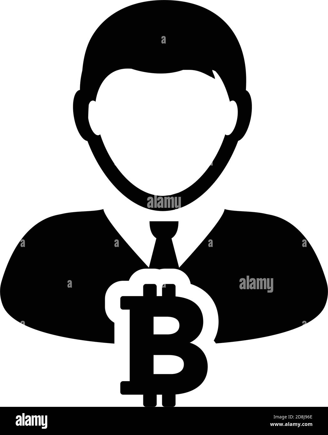 Bitcoin icon vector cryptocurrency symbol with male person profile ...
