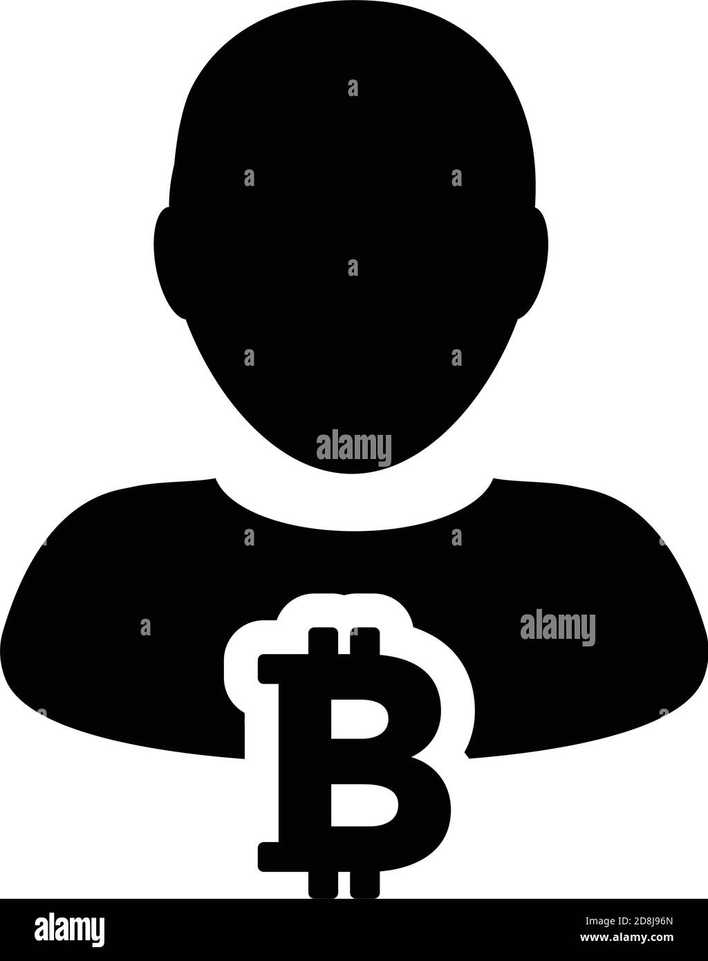 Bitcoin symbol icon vector blockchain cryptocurrency with male person ...