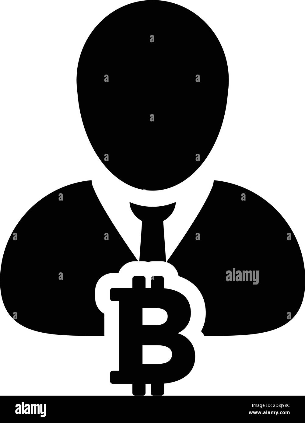 Blockchain icon vector for bitcoin cryptocurrency with male person ...