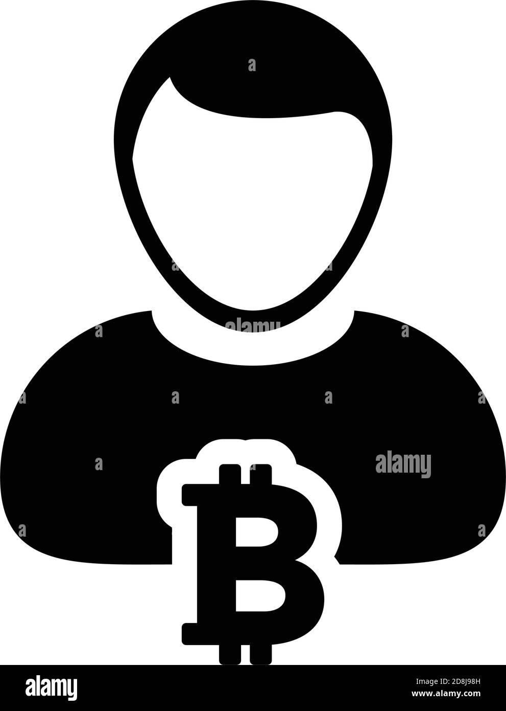 Person icon vector bitcoin blockchain cryptocurrency with male user ...