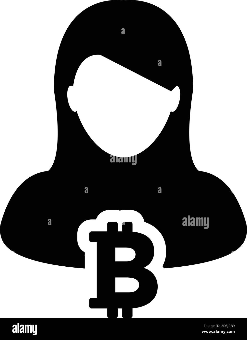 Crypto icon vector bitcoin digital currency symbol with female person ...