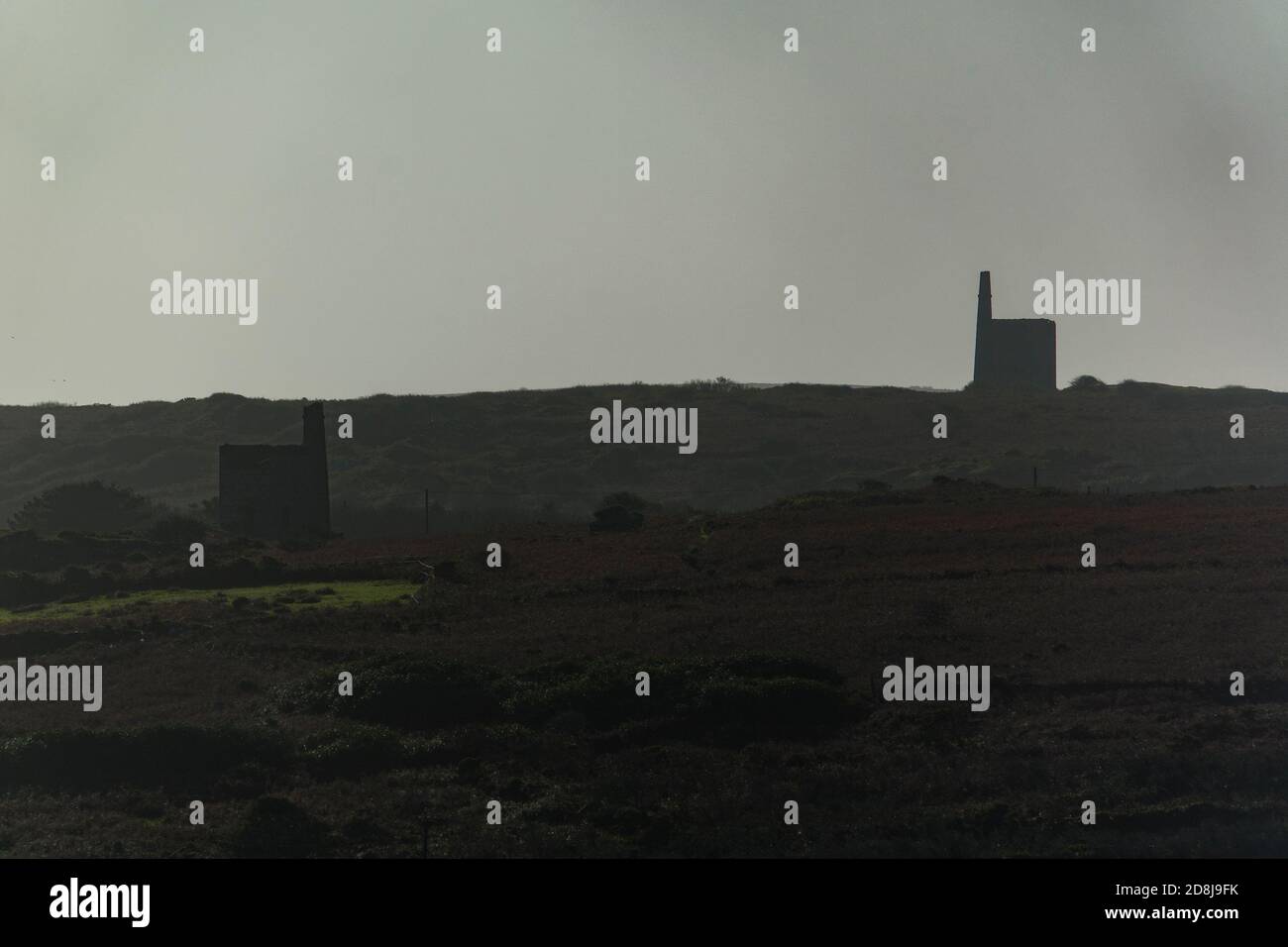 Tin Mine engine house on skyline, Ding Dong mine Stock Photo - Alamy