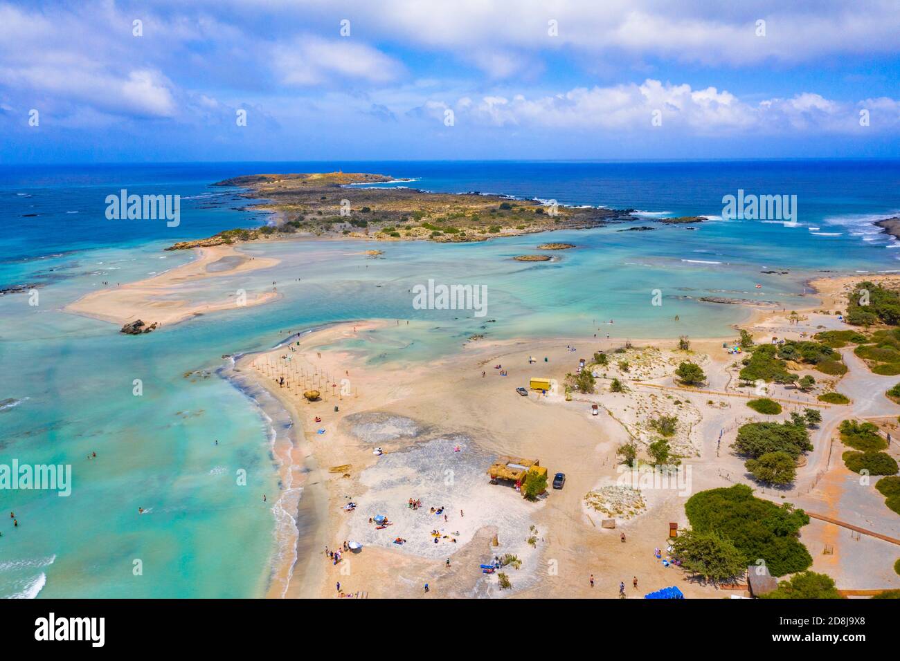 Tropical sandy beach with turquoise water, in Elafonisi, Crete, Greece ...