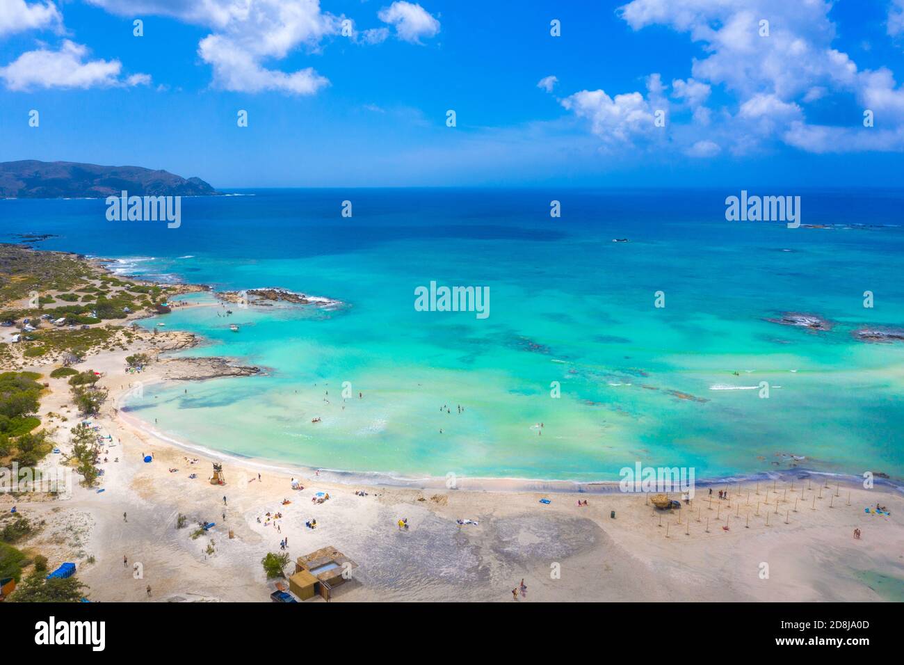 Tropical sandy beach with turquoise water, in Elafonisi, Crete, Greece ...