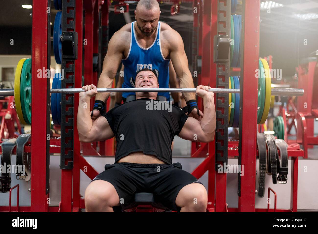 Bodybuilding Motivation. Two Bodybuilders Train Together at the Gym ...