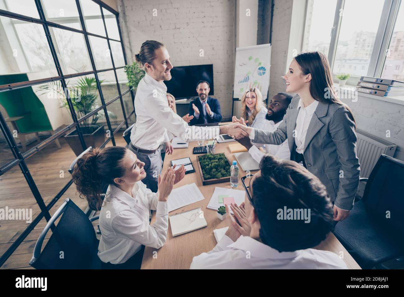 Photo of business people diversity age race partners anti crisis crash ...