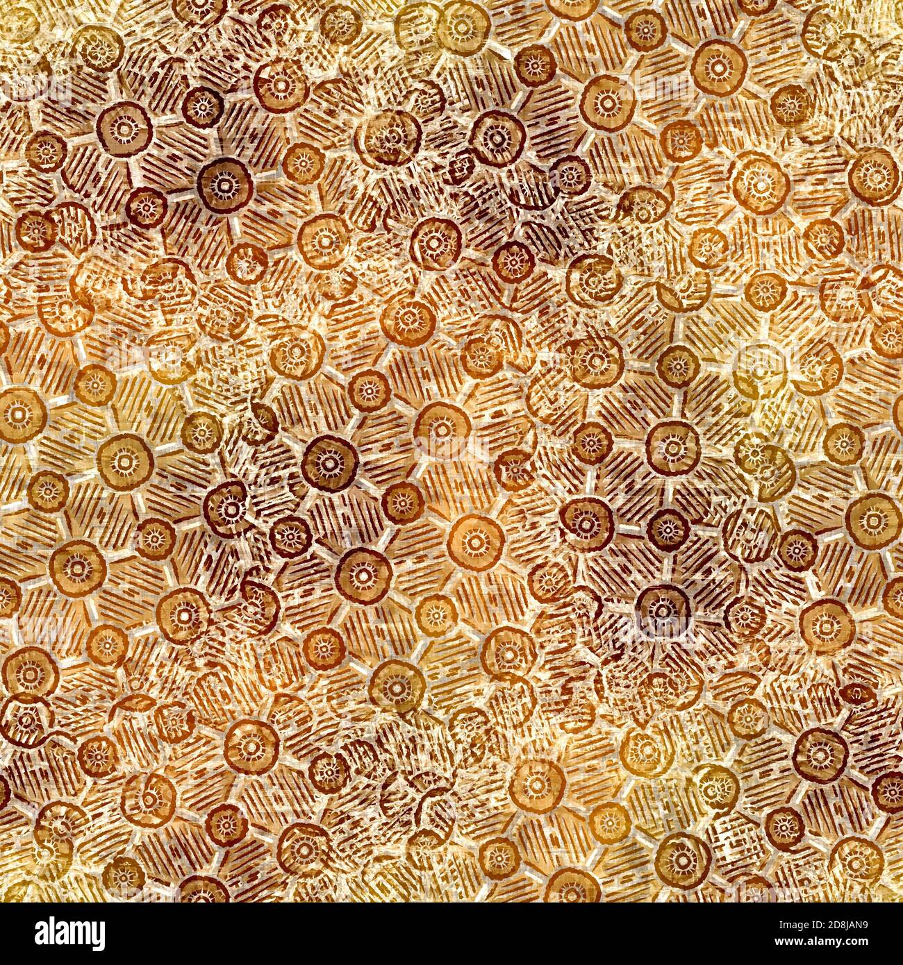 Seamless modern sepia brown blockprint collage print. Grunge watercolor ...