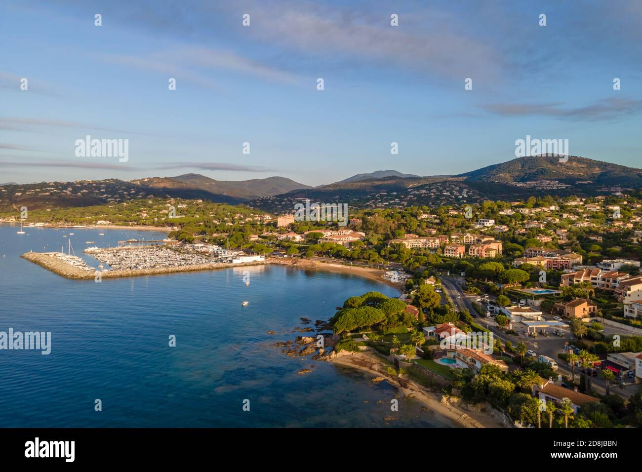 Aerial view of Les Issambres harbour in French Riviera (South of France ...