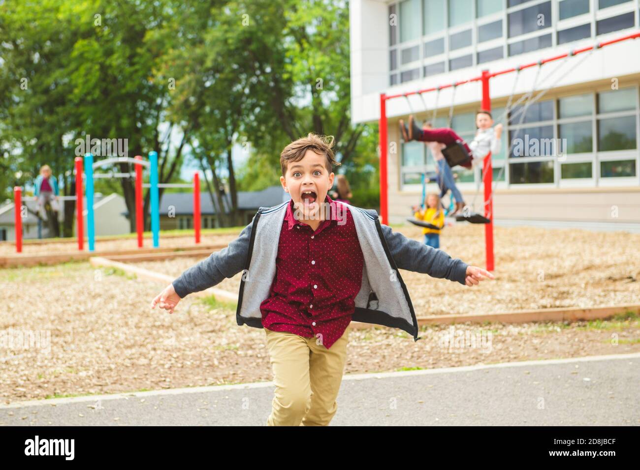 boys on the playground on the school day Stock Photo - Alamy