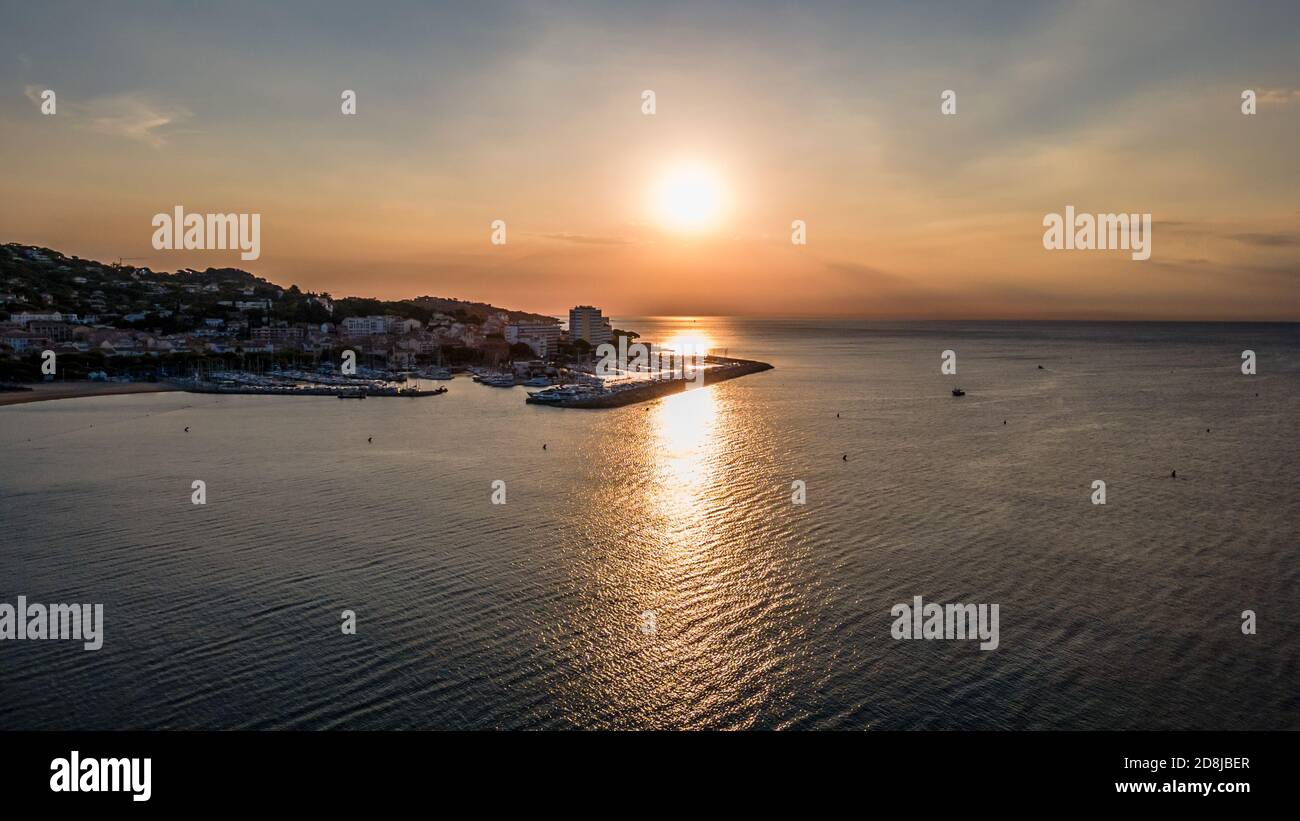 Aerial view of Sainte-Maxime seafront in French Riviera (South of ...