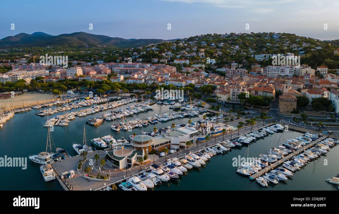 Aerial view of Sainte-Maxime harbour in French Riviera (South of France ...