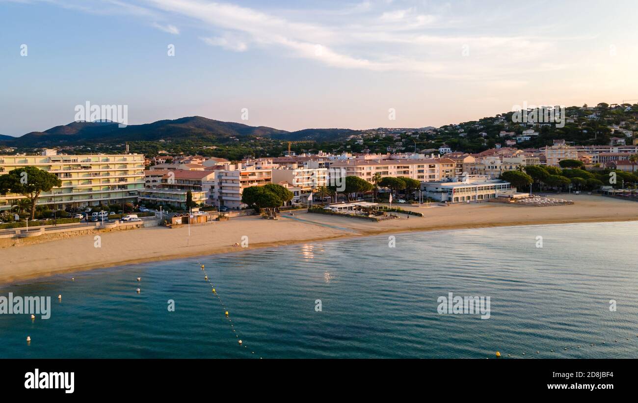 Aerial view of Sainte-Maxime beach in French Riviera (South of France ...