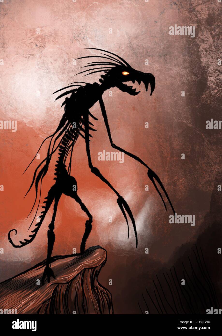 Monstrous horror standing on the hill Stock Photo - Alamy