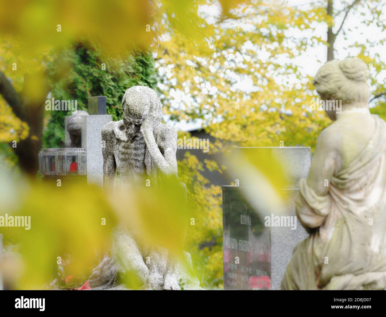 Granite male and female statues secure tombstones. 24th of October 2020 ...