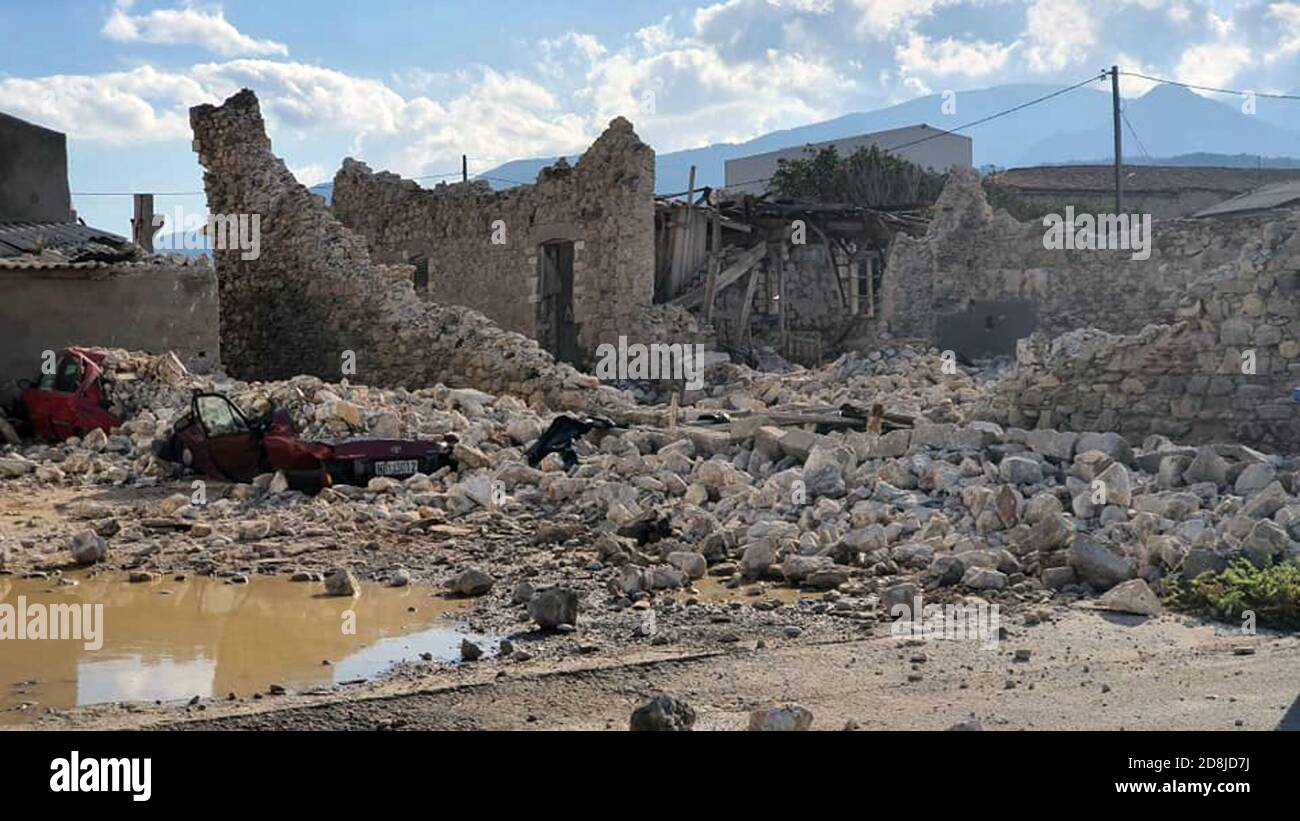 Samos, Greece. 30th Oct, 2020. Houses are damaged by an earthquake in ...