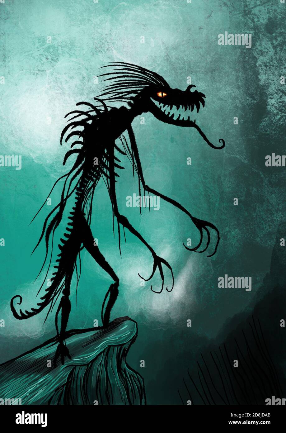 Monstrous horror standing on the hill Stock Photo - Alamy