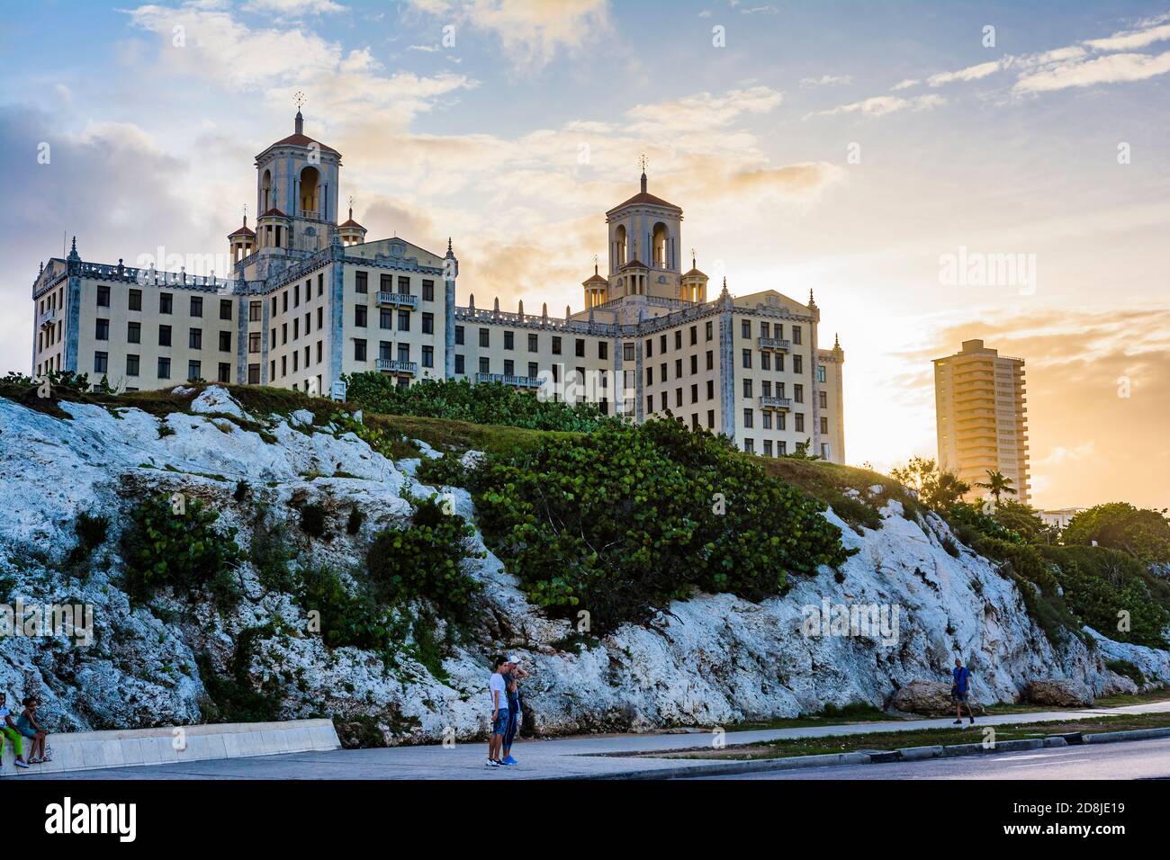 The historic Hotel Nacional de Cuba located on the Vedado. Facade on ...