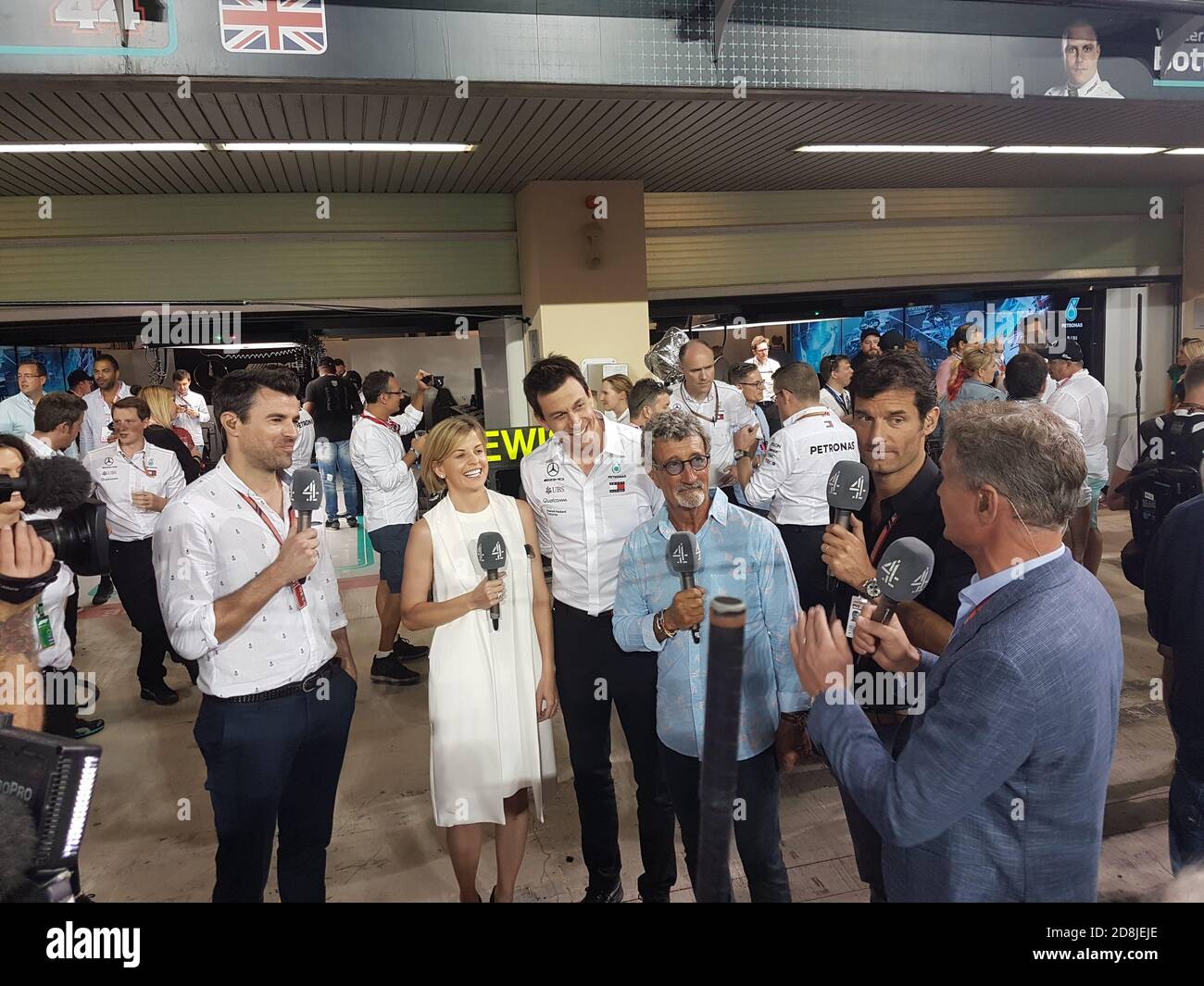 The managers of the Mercedes German team listen to the question of the ...