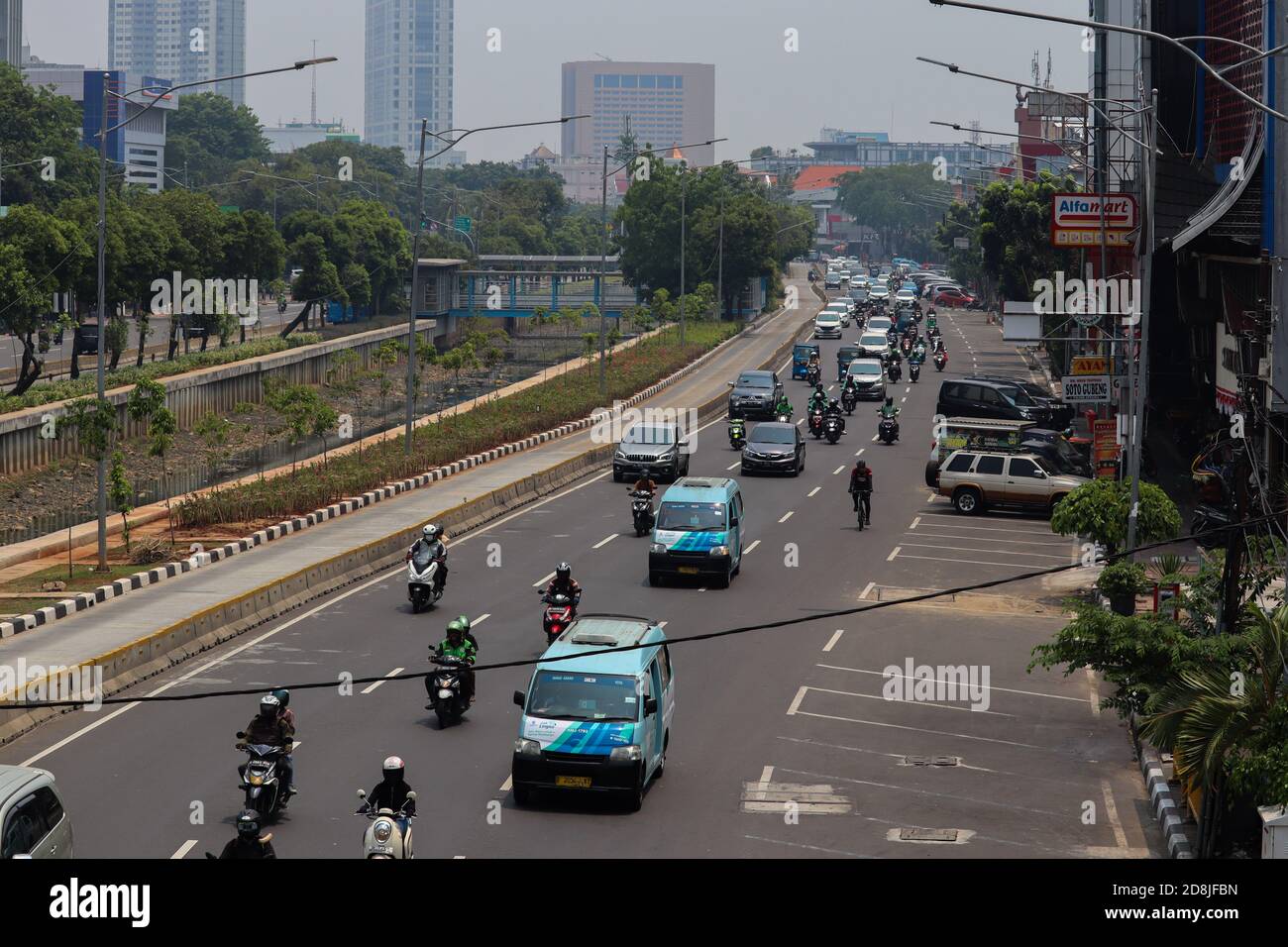 Jakarta / Indonesia - 23 September 2020. How many colored micro public ...