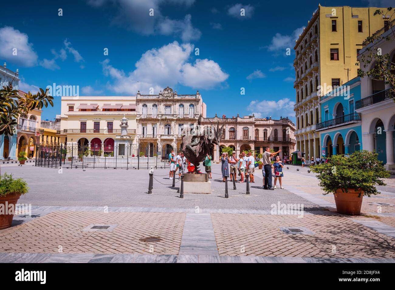 Colorful buildings in Plaza Vieja - Old Square. Cuba, Latin America and ...