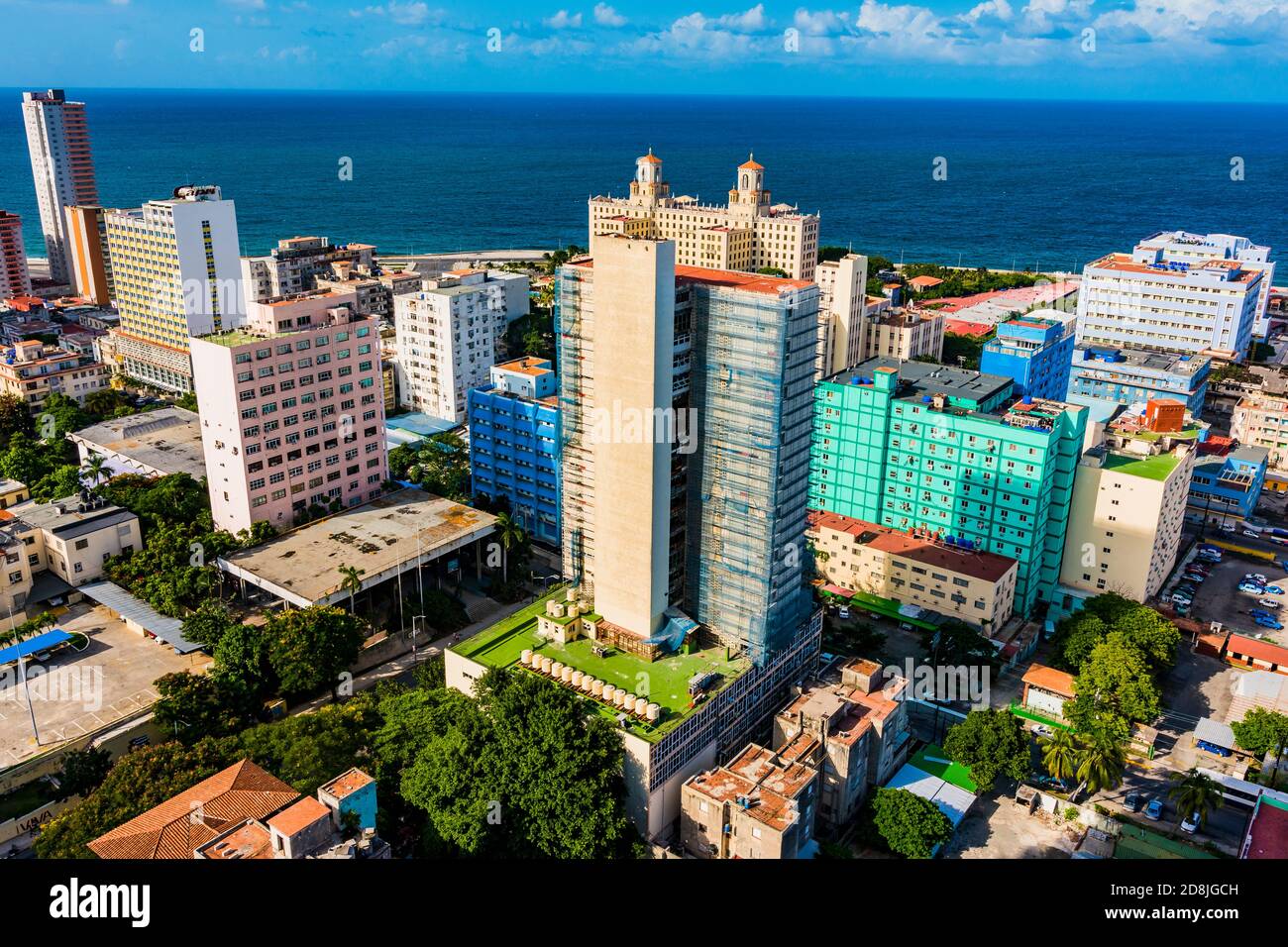 Aerial view of El Vedado neighborhood at sunset. La Habana - La Havana ...