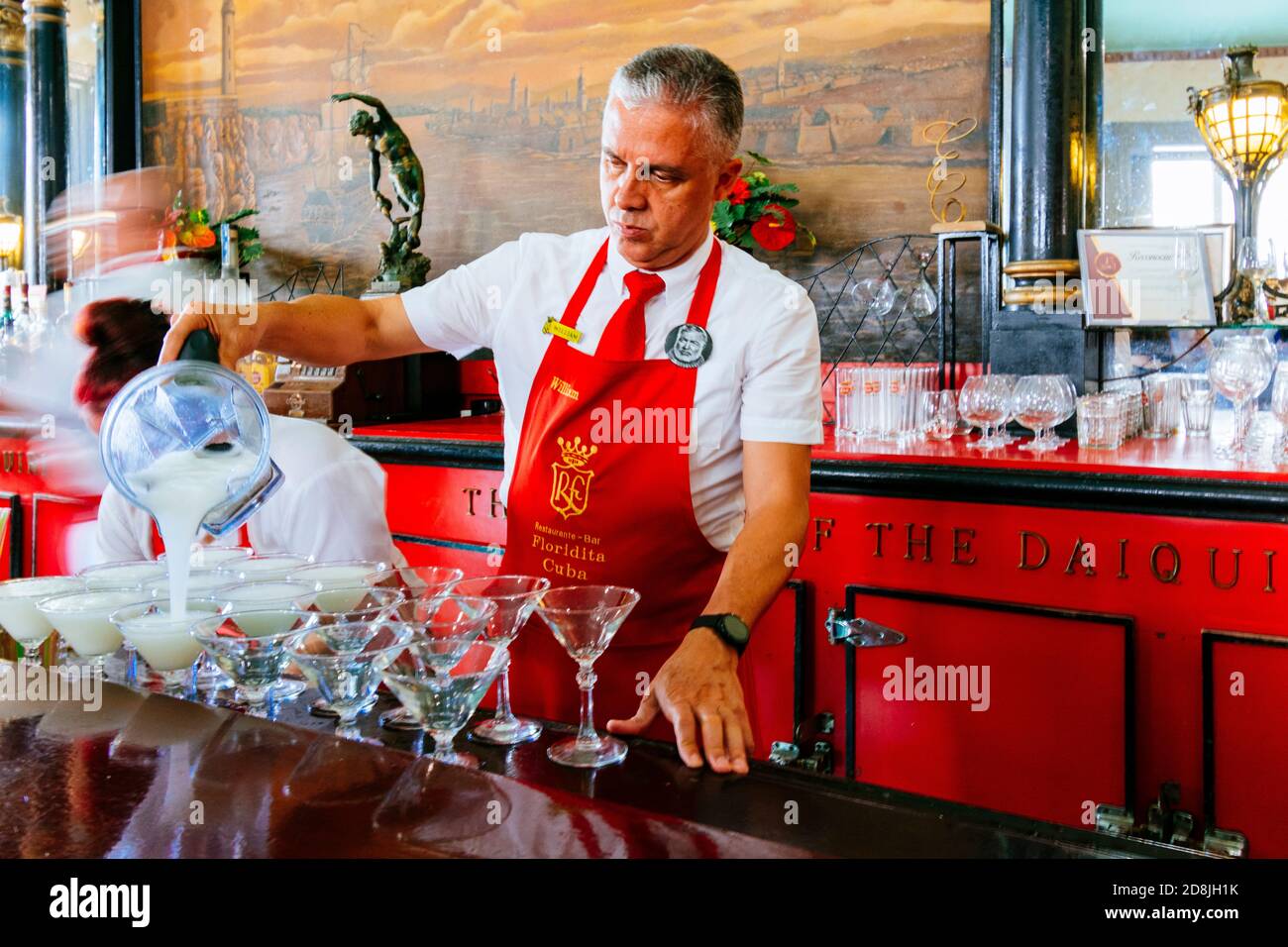 Barman preparing daiquiri at El Floridita, venue for Daiquiri cocktail ...