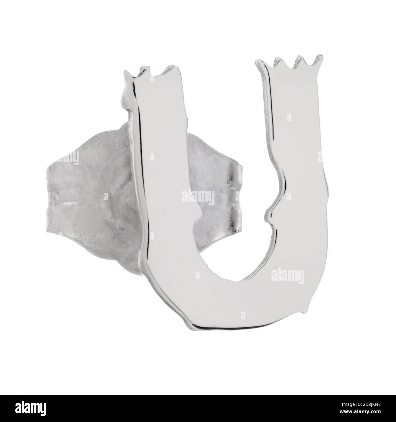 Silver letter "U" alphabet earring designed by Wendy Brandes ...